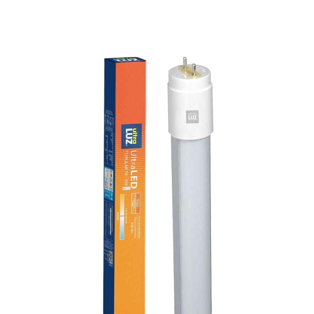 Lâmpada tubo led t8 120cm 3000k 18w biv. vidro (1079-3) (Ultraluz) - Fritz Distribuidora